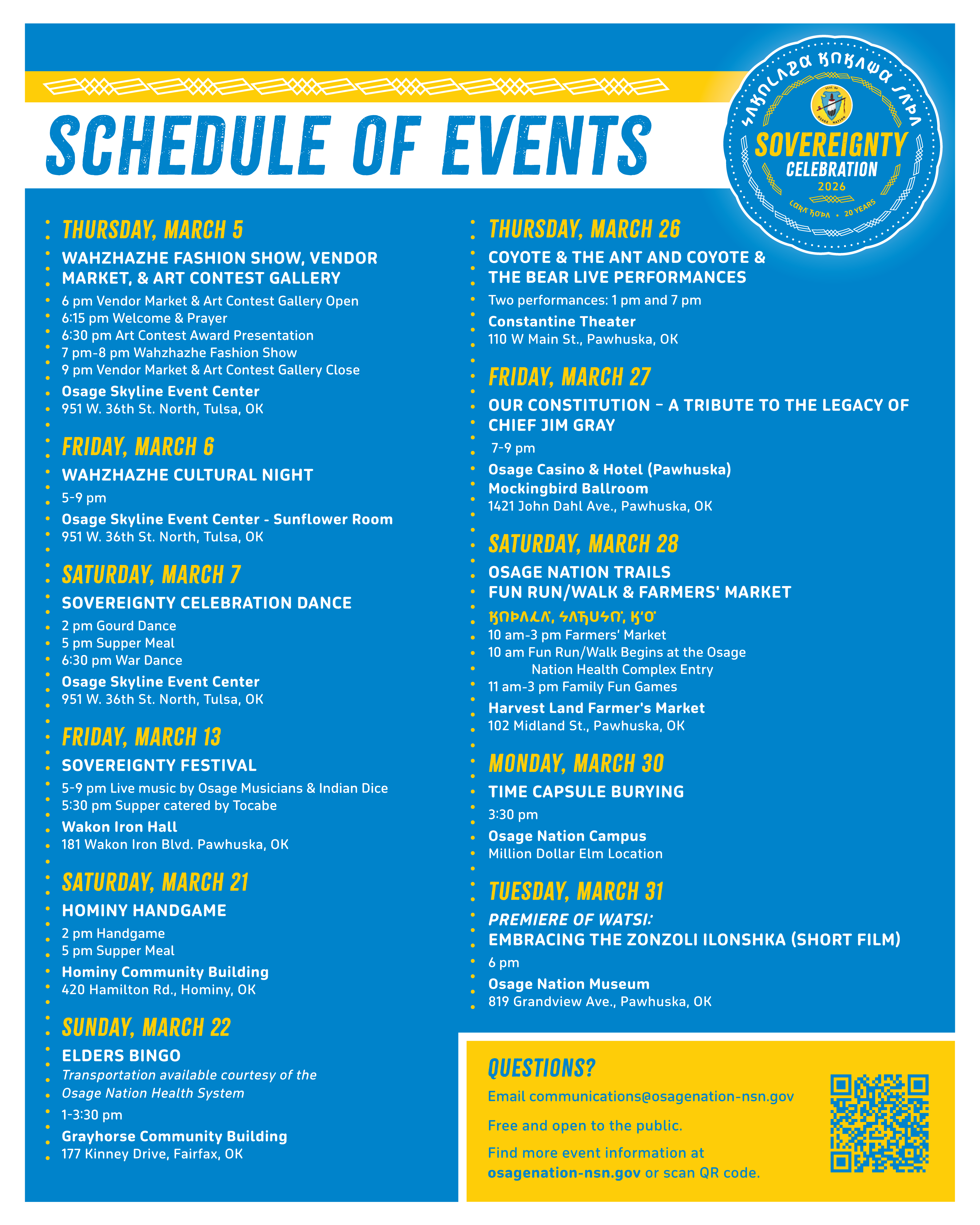 Osage Nation Announces Month-long Celebration Honoring 20 Years of the ...
