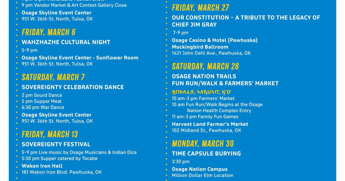 Osage Nation Announces Month-long Celebration Honoring 20 Years of the ...